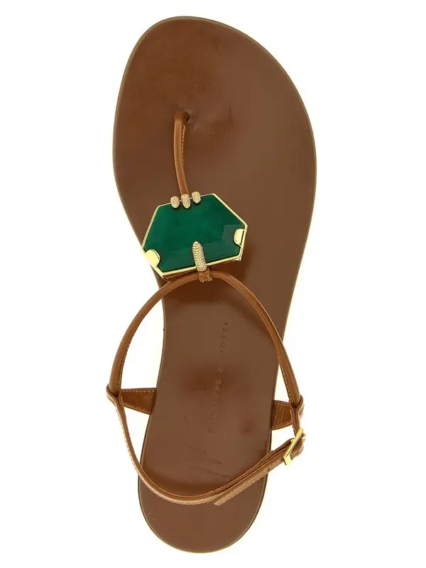 GIUSEPPE ZANOTTI Ganass" Embellished Leather Thong Sandals