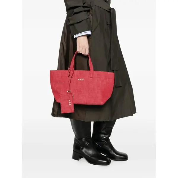 A.p.c. Cotton Tote Bag With Zip Fastening - Red
