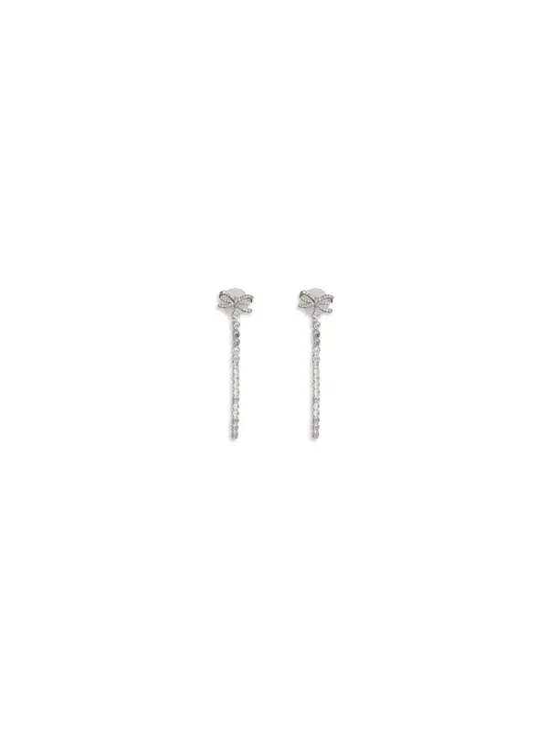 SELF-PORTRAIT Crystal Bow Drop Earrings - Silver