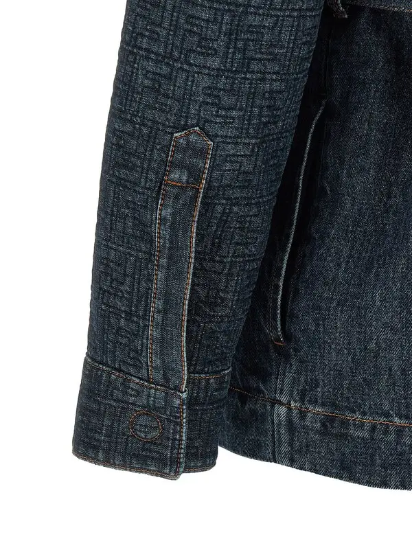 Fendi Ff" All-over Denim Jacket - Blue