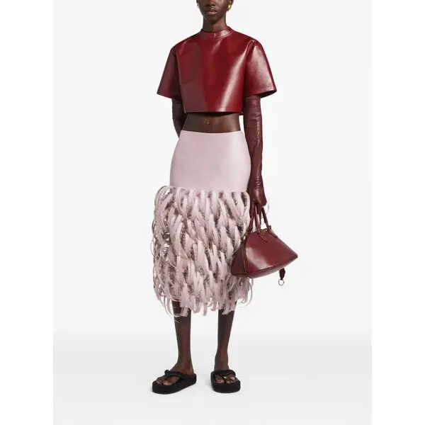 Balenciaga Cropped Lambskin Top - Red