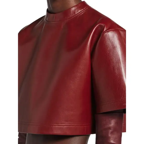 Balenciaga Cropped Lambskin Top - Red