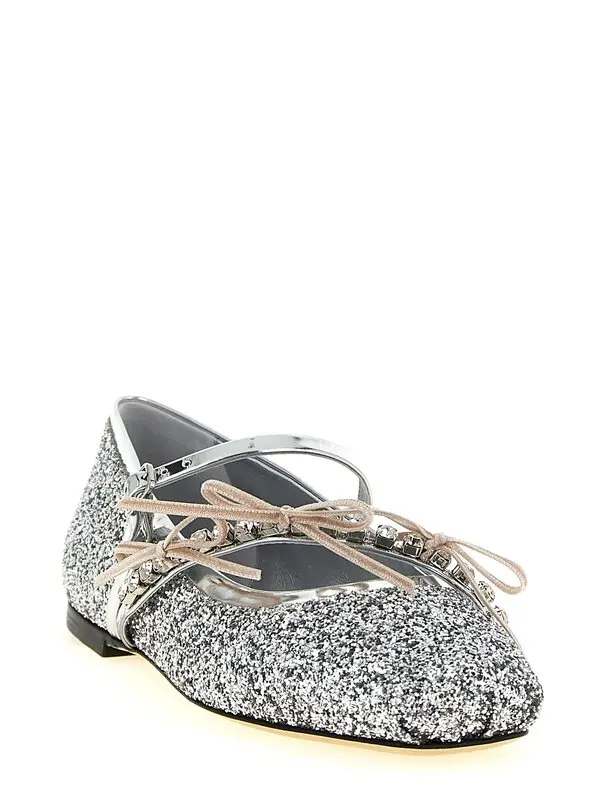 JIMMY CHOO Loli Ballet Flats With Crystal Embellishments