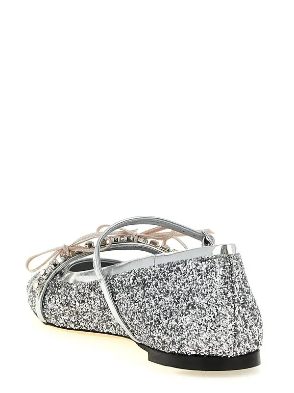 JIMMY CHOO Loli Ballet Flats With Crystal Embellishments