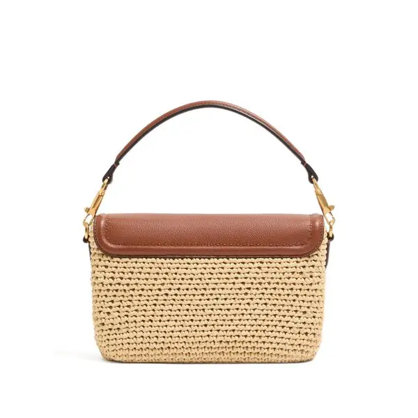 Valentino Garavani Raffia And Calf Leather Shoulder Bag