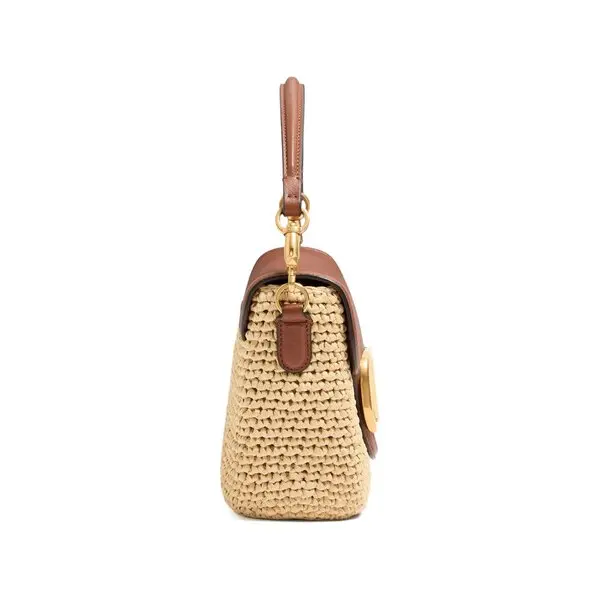 Valentino Garavani Raffia And Calf Leather Shoulder Bag