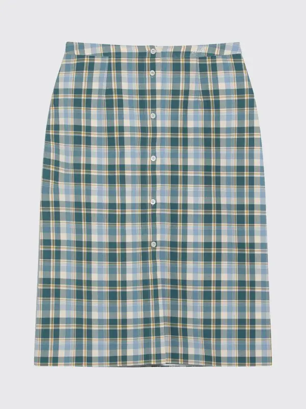 Prada Checked Midi Skirt