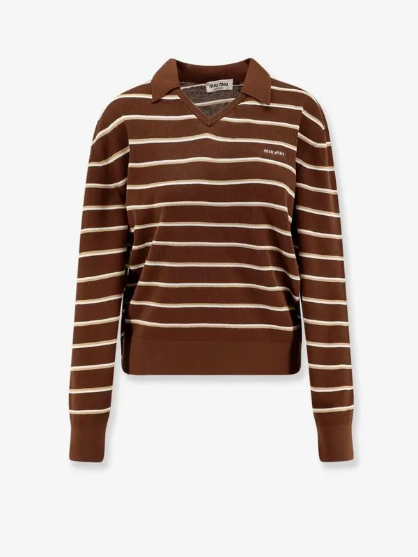 Miu Miu Striped Cotton Polo Shirt - Multicolor
