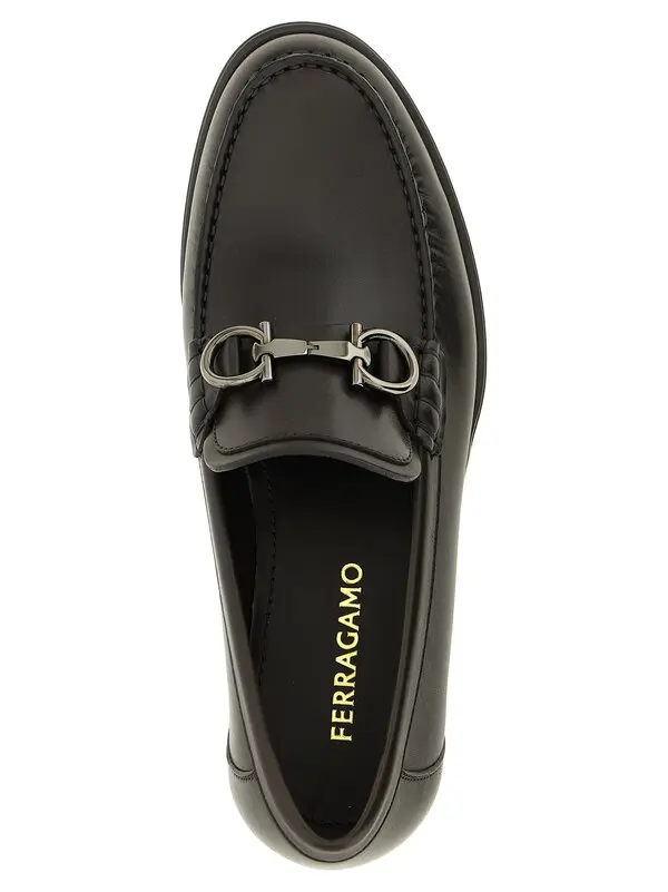 FERRAGAMO Teatro Leather Loafers With Gancini Detail