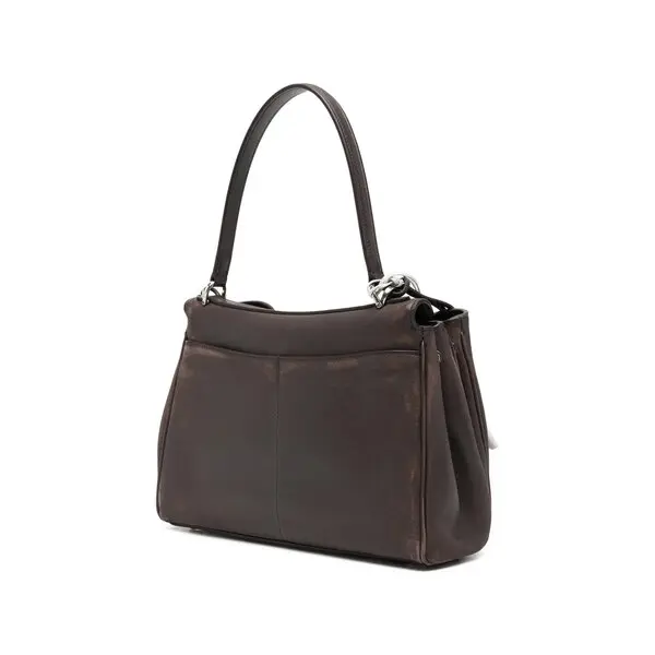 Balenciaga Dark Calf Leather Turn-lock Tote Bag - Brown