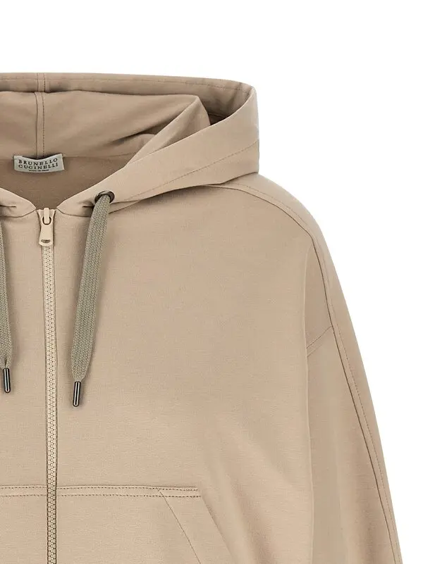 Brunello Cucinelli Lightweight Cotton Hoodie With Solomei Ad Mcccxci Print