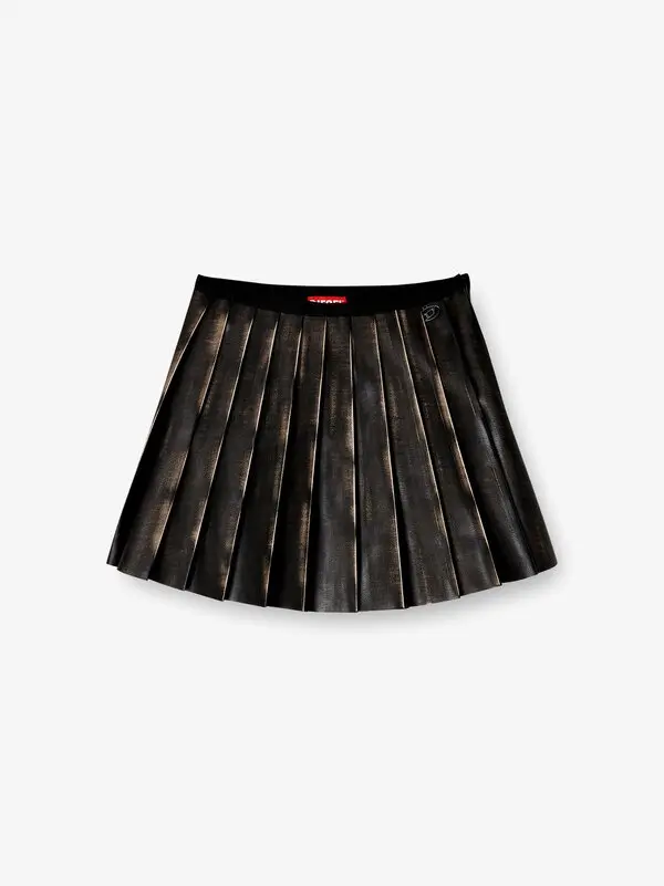 DIESEL® Faux Leather Pleated Mini Skirt - Multicolor