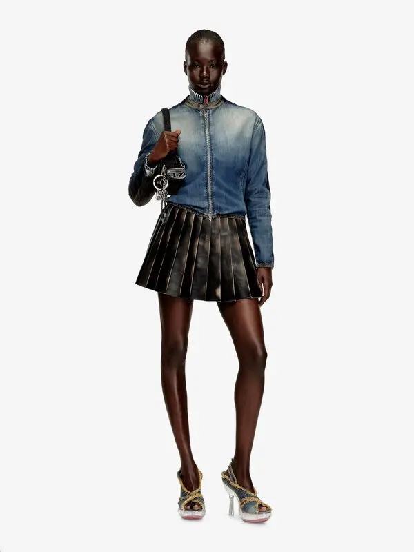 DIESEL® Faux Leather Pleated Mini Skirt - Multicolor