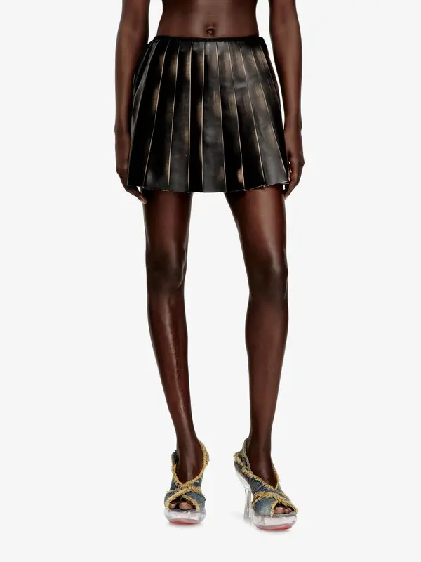 DIESEL® Faux Leather Pleated Mini Skirt - Multicolor