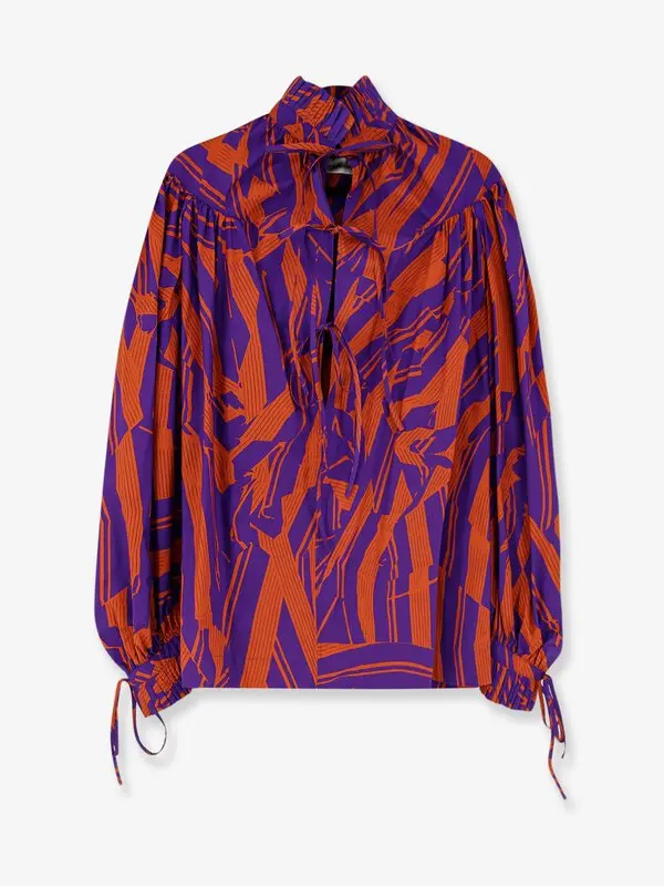 Dries Van Noten Cotton Shirt With Crushed Stripe Print - Orange