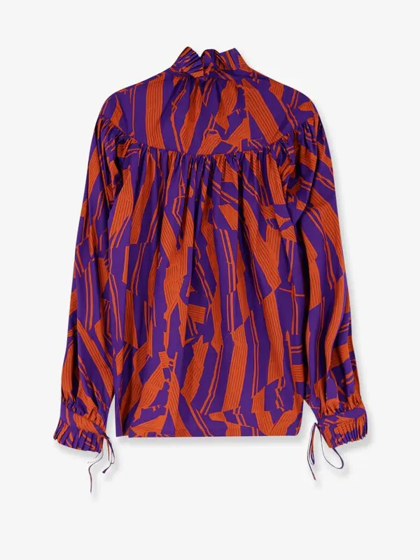 Dries Van Noten Cotton Shirt With Crushed Stripe Print - Orange