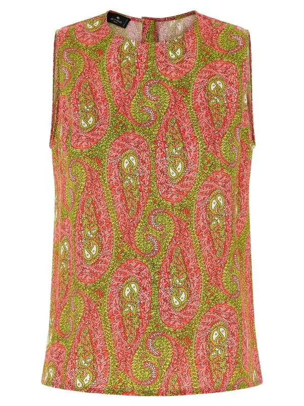 Etro Paisley Foliage Sleeveless Top