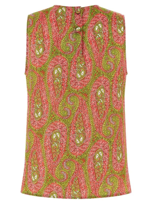 Etro Paisley Foliage Sleeveless Top
