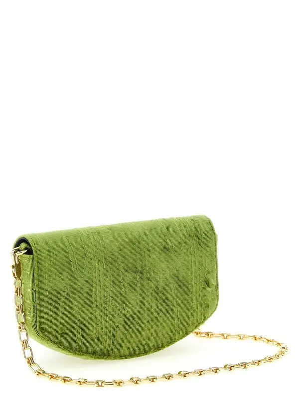 GANNI Lulu Moiré Velvet Wallet On Chain - Green