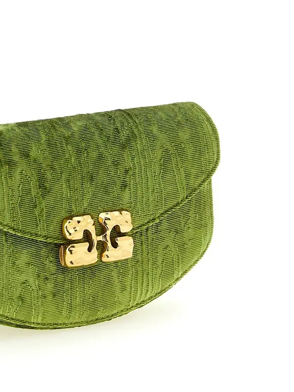 GANNI Lulu Moiré Velvet Wallet On Chain - Green
