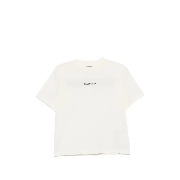 Balenciaga Off-white Cotton Blend Short Sleeve T-shirt - Cream