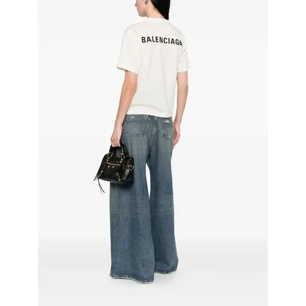 Balenciaga Off-white Cotton Blend Short Sleeve T-shirt - Cream