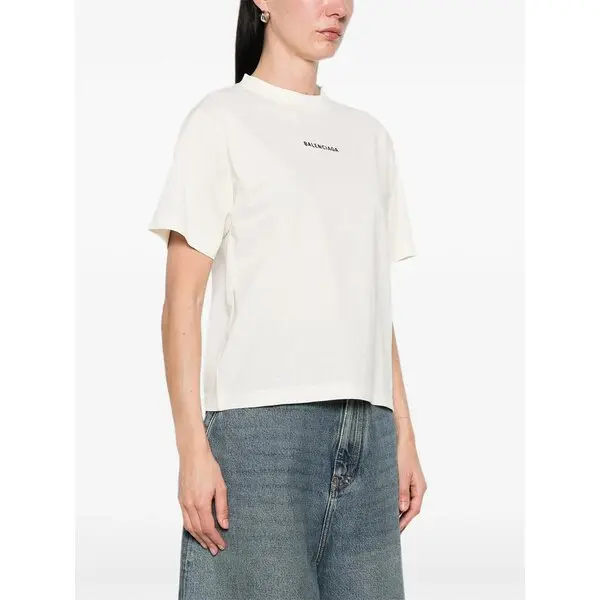 Balenciaga Off-white Cotton Blend Short Sleeve T-shirt - Cream