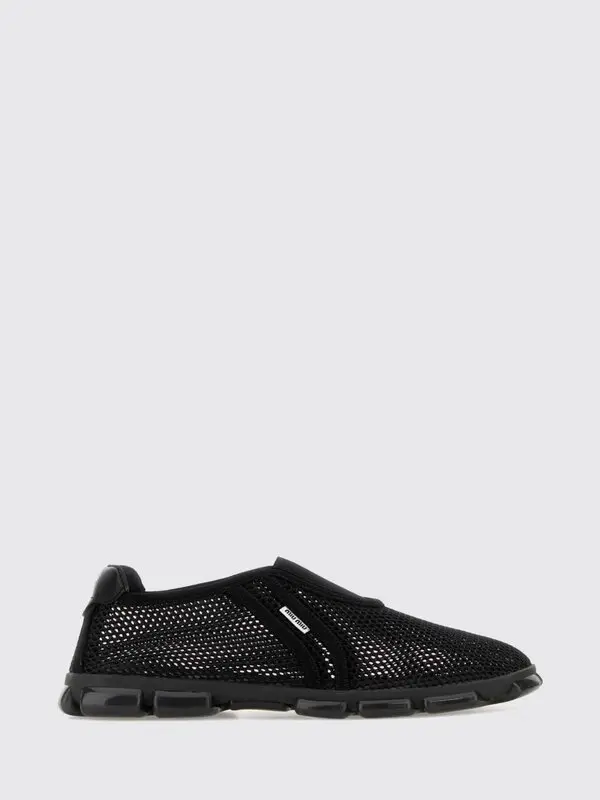 Miu Miu Mesh And Leather Detail Sneakers - Black
