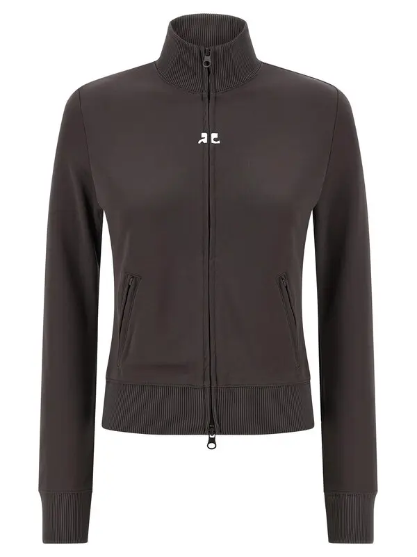 COURREGES Tracksuit Sweatshirt With High Neck And Zip Closure - Gray