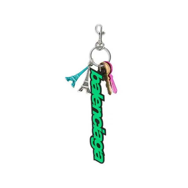 Balenciaga Eiffel Tower Charm Logo Keyring - Silver
