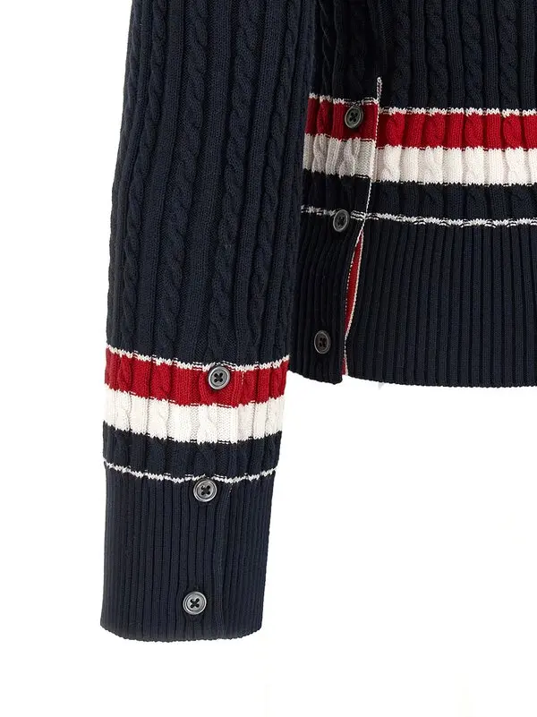 Thom Browne Rwb Intarsia V-neck Sweater - Blue