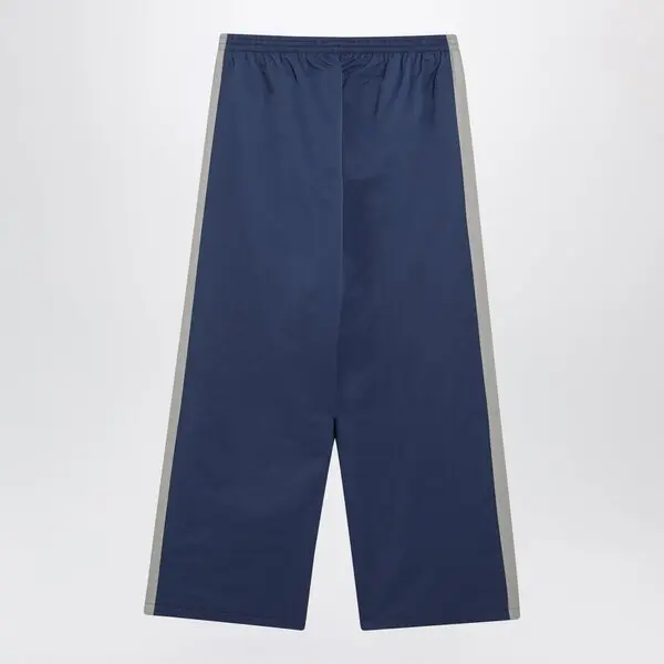 Balenciaga Washed Technical Satin Track Pants In Marine - Blue