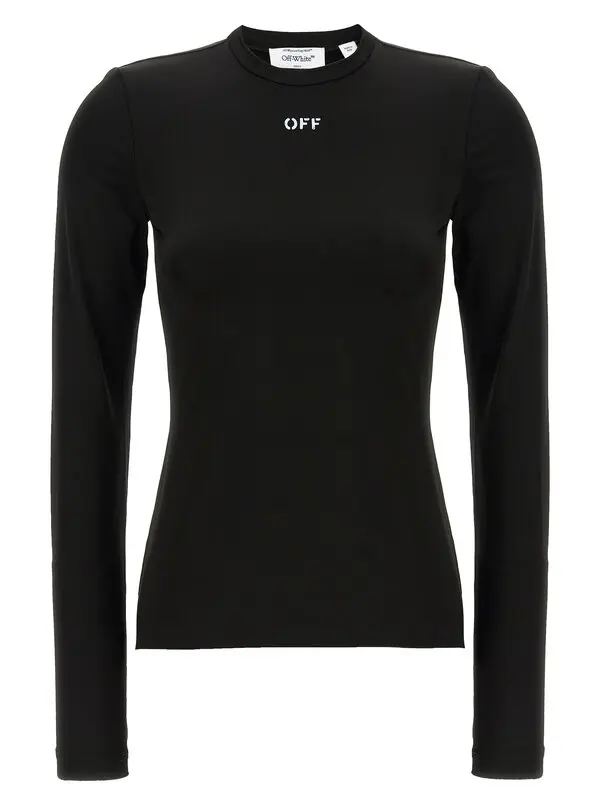 Off-White Second Skin" Tech Fabric Sweater With Front "off Stamp" Print
