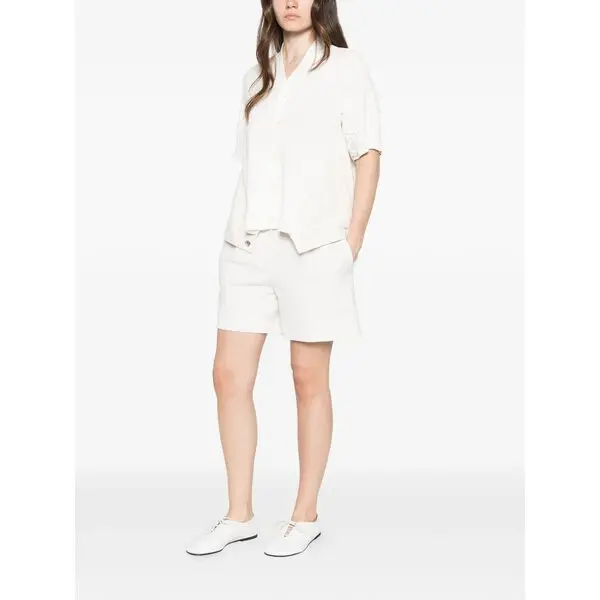 Sacai Neutrals V-neck Short Sleeve Cardigan