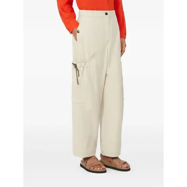 Max Mara Tapered Trousers With Button Detail - Cream