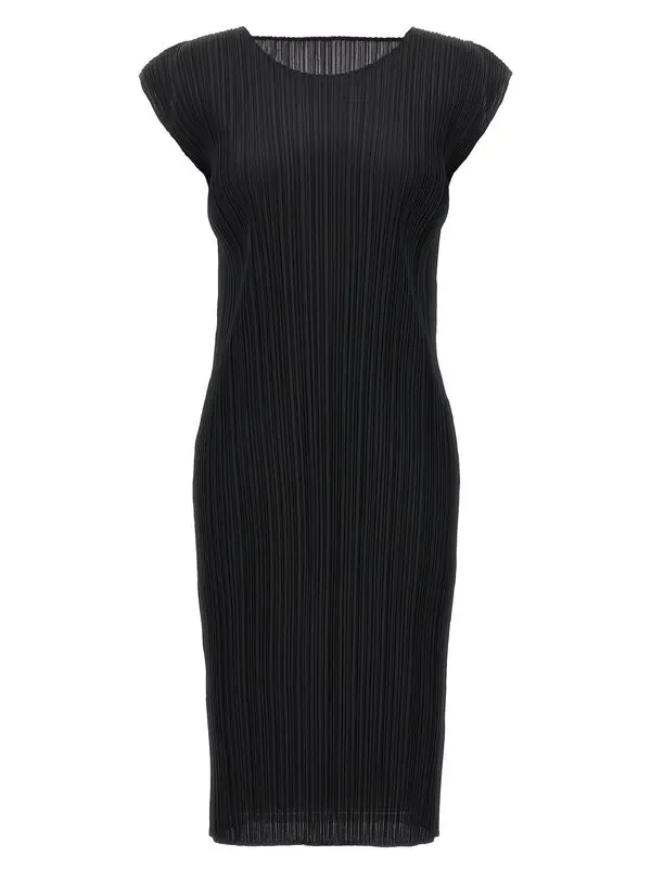Issey Miyake Pleated Midi Dress - Black