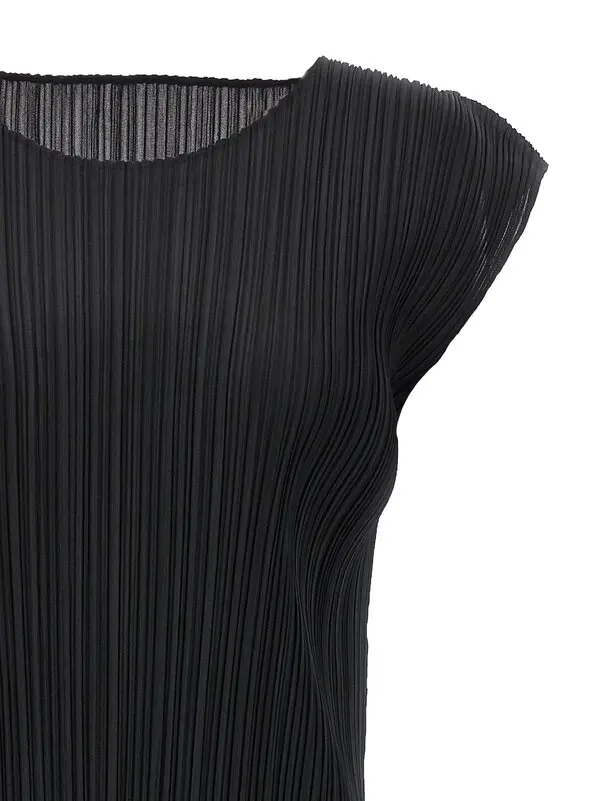 Issey Miyake Pleated Midi Dress - Black