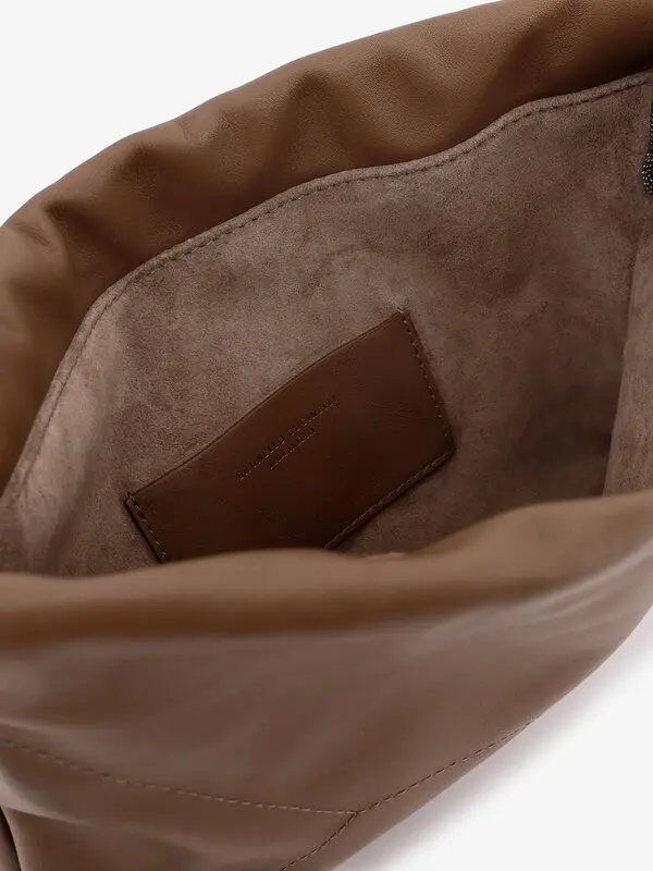 Brunello Cucinelli Leather Shoulder Bag With Monili Detail - Multicolor