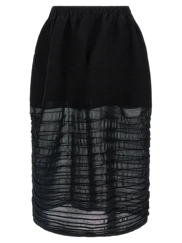 Issey Miyake Moving Knit Bell Silhouette Midi Skirt - Black