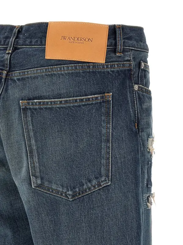 JW Anderson Japanese Denim Jeans With Distressed Details
