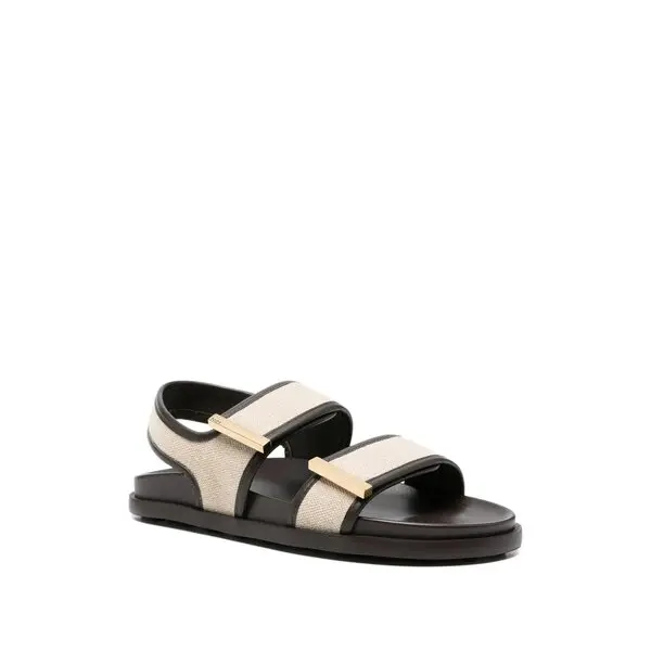 TOD'S Dark Brown And Beige Strappy Sandals With Gold-tone Hardware