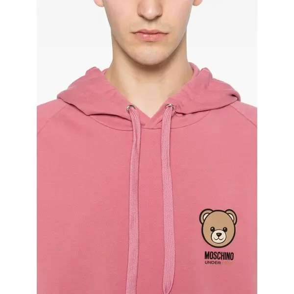 Moschino Bear Motif Hooded Cotton Blend Hoodie