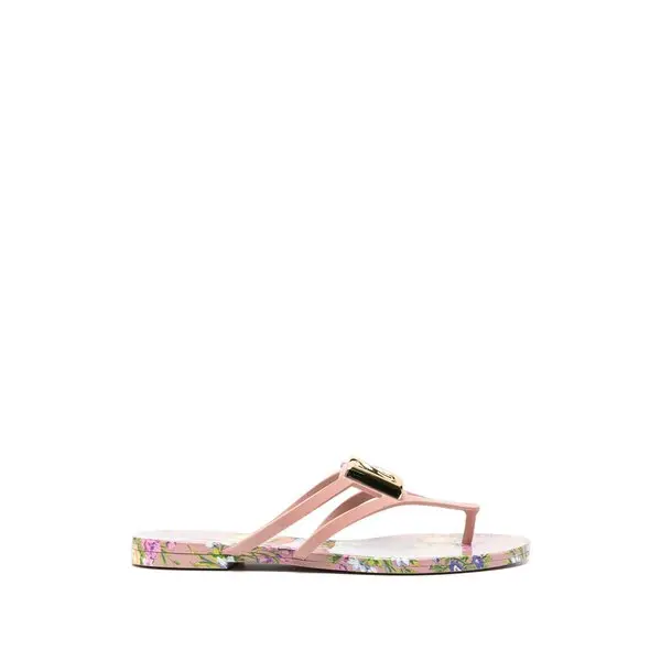 Dolce & Gabbana Floral Print Rubber Flip Flops - Pink