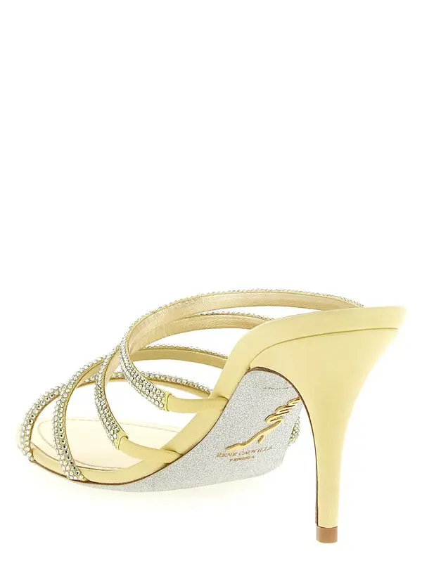 Rene Caovilla Erin' Crystal Embellished Stiletto Sandals - Gold