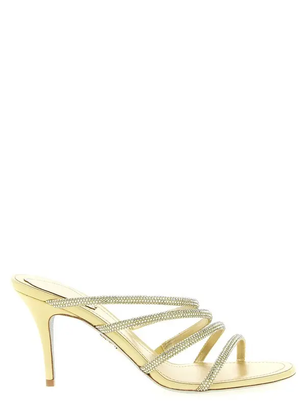 Rene Caovilla Erin' Crystal Embellished Stiletto Sandals - Gold