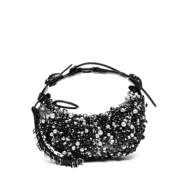 INNERRAUM Beaded Tote Bag With Buckle Detail - Black