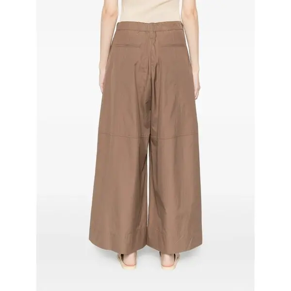 Max Mara Wide Leg Cotton Palazzo Pants - Brown