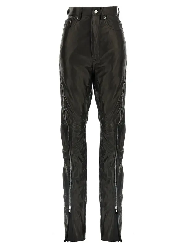 Rick Owens Bolan Banana Leather Pants - Black