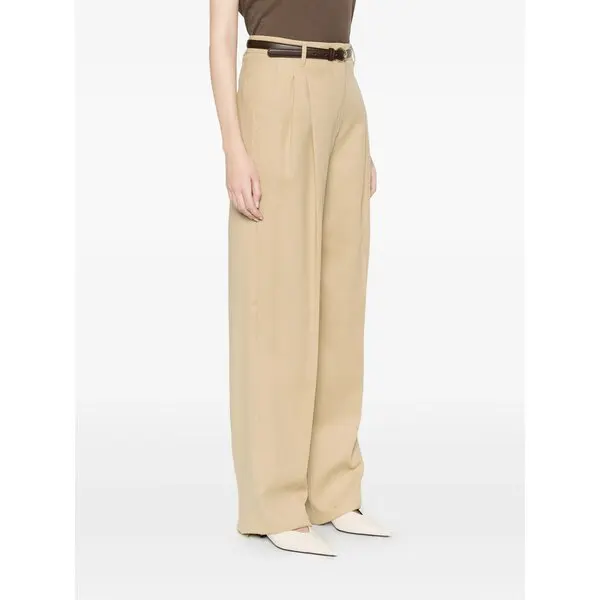 Max Mara Tailored Pleated Cotton Trousers - Cream
