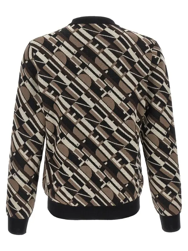 Fendi Jacquard Geometric Pattern Crewneck Sweater
